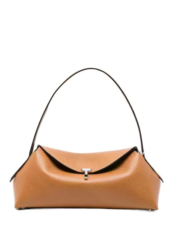 TOTEME Grained-leather T-lock Shoulder Bag - Neutrals
