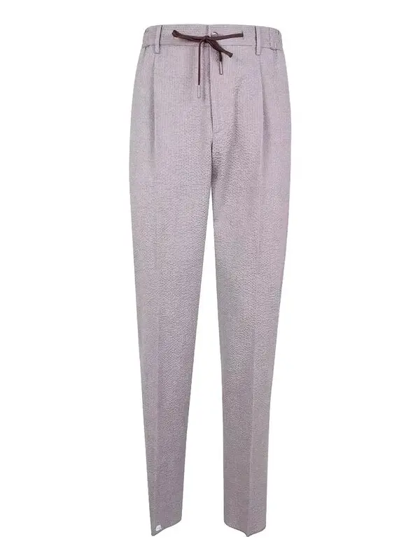 Tagliatore Seersucker Drawstring Trousers - Grey