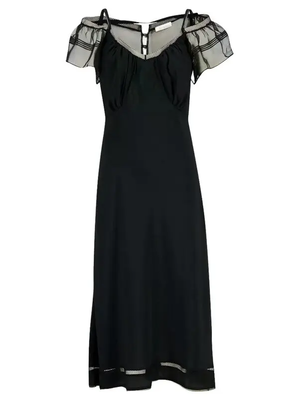 Rabanne Mesh-panelled Cold-shoulder Midi Dress - Black