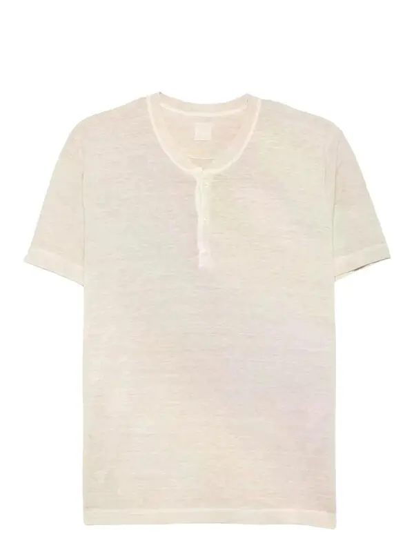 120% Lino Buttoned Short-sleeve T-shirt - Neutrals