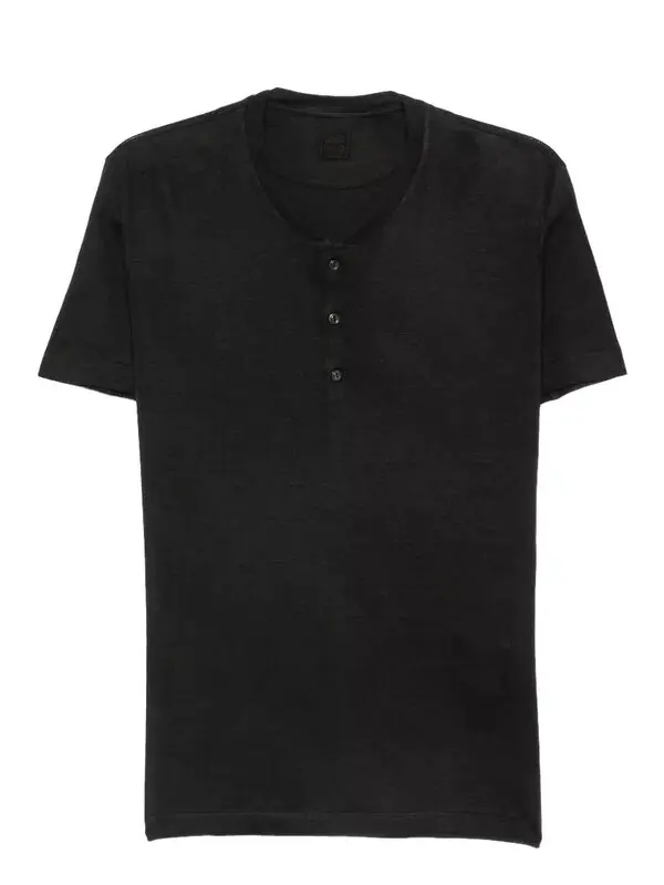 120% Lino Round-neck T-shirt - Black