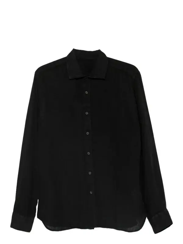 120% Lino Long-sleeve Button-up Shirt - Black