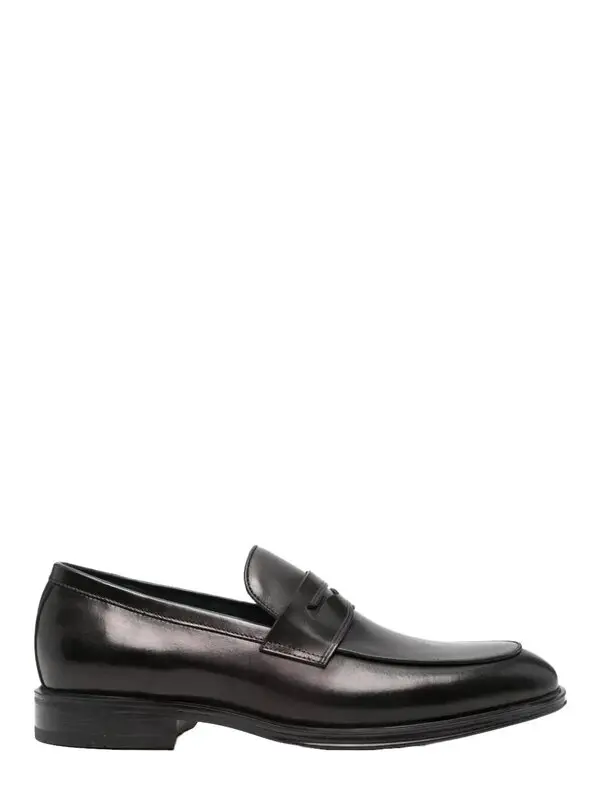 SERGIO MORETTI FIRENZE Leather Loafers - Black