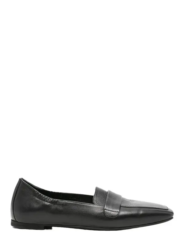 SERGIO MORETTI FIRENZE Leather Square-toe Loafers - Black