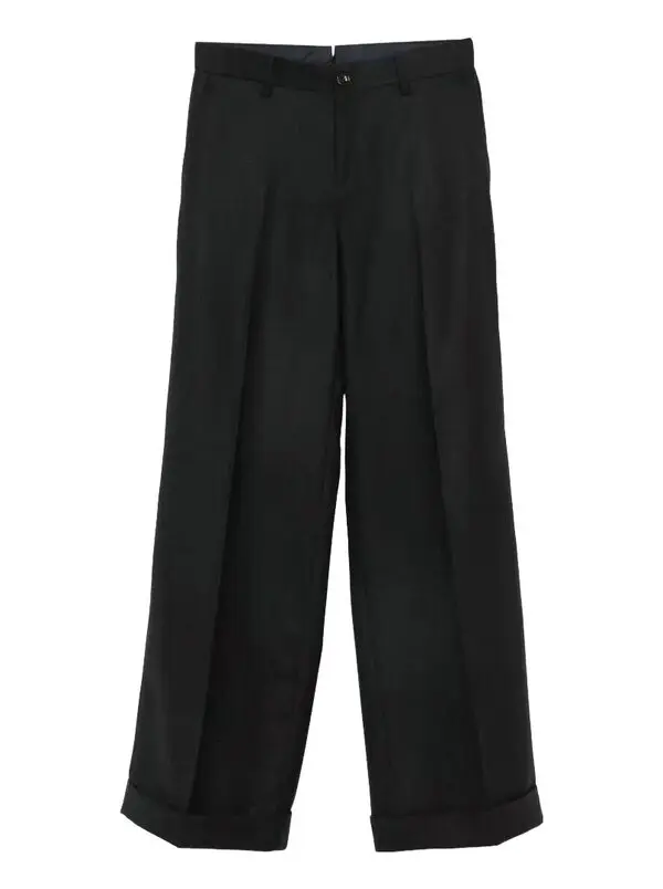 LUIGI BIANCHI MANTOVA Pressed-crease Turned-up Trousers - Black