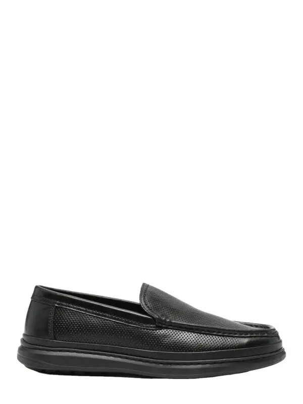 SERGIO MORETTI FIRENZE Perforated Leather Loafers - Black
