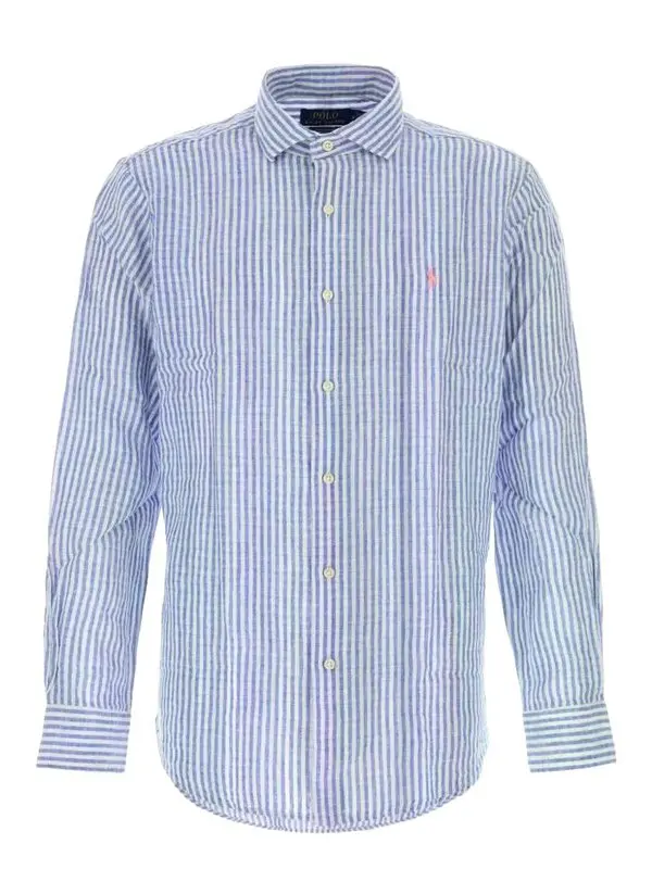 Polo Ralph Lauren Striped Embroidered Shirt - Blue