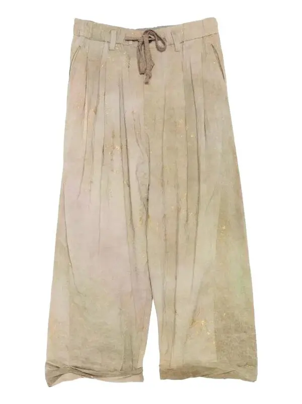 ZIGGY CHEN Drawstring Wide-leg Trousers - Neutrals