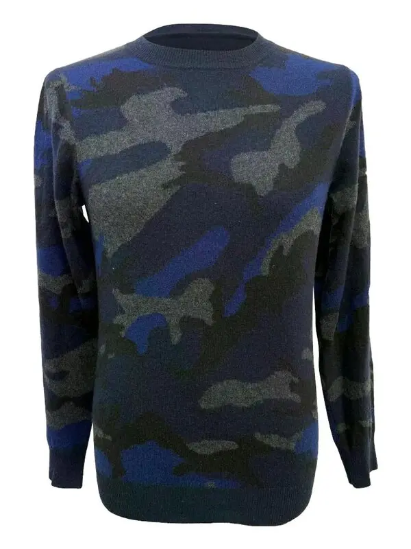 Valentino Garavani Camouflage Pattern Sweater - Blue
