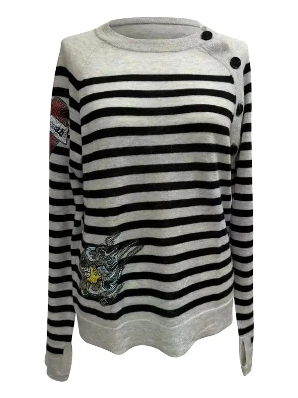 Zadig&Voltaire Striped Cashmere Sweater - Grey