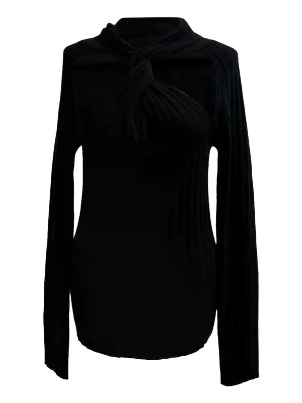 Versace Ribbed Twisted Sweater - Black