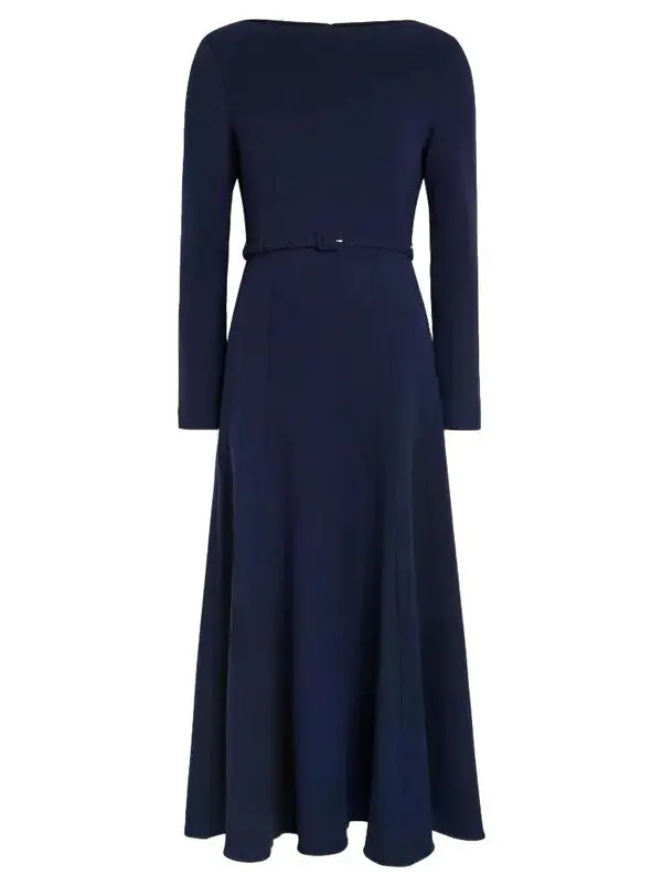 Roland Mouret Belted Long-sleeve Midi Dress - Blue