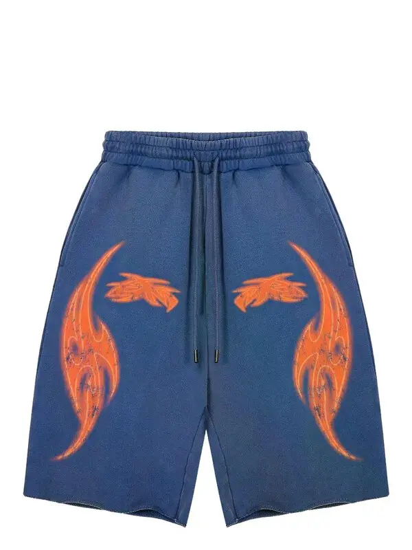 GODMADE Vivid Flame-print Shorts - Blue