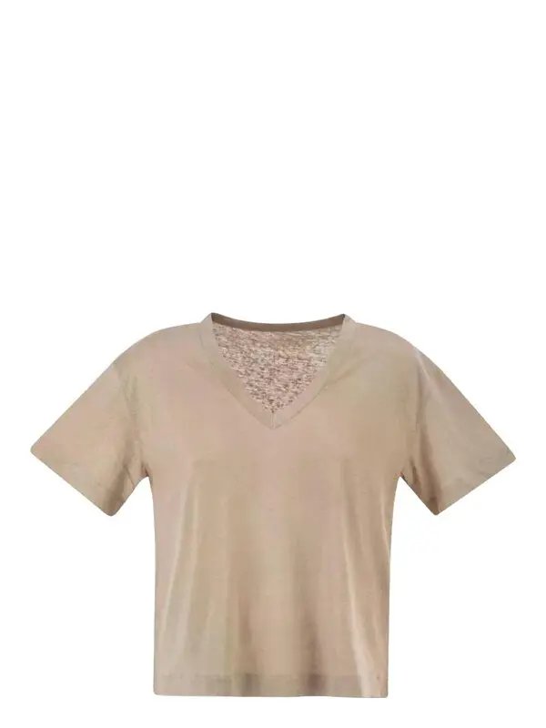 Majestic Filatures V-neck Side-slit T-shirt - Neutrals