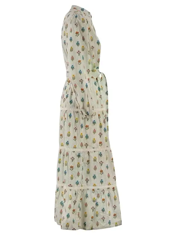 MC2 SAINT BARTH Floral-print Midi Dress - Neutrals