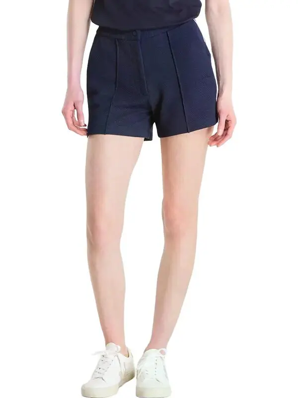 Guess Pique Contrast-trim Seamed Shorts - Blue