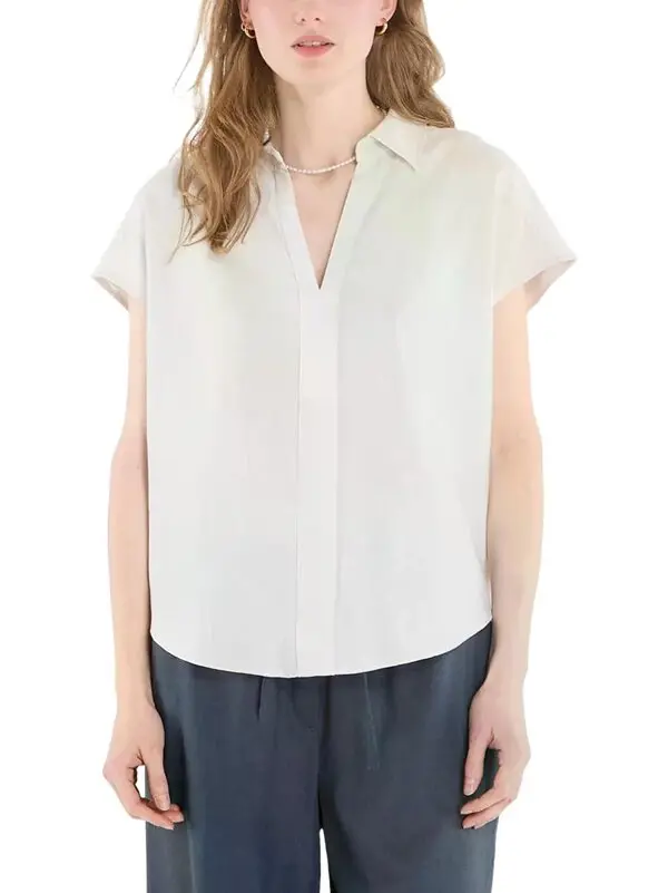 Calvin Klein V-neck Short-sleeve Blouse - Neutrals