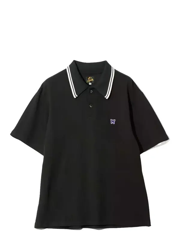 Needles Embroidered Tipped Polo Shirt - Black