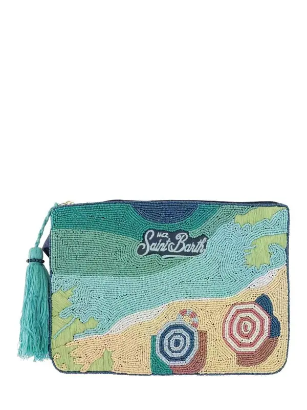 MC2 SAINT BARTH Beaded Beach-motif Clutch - Blue