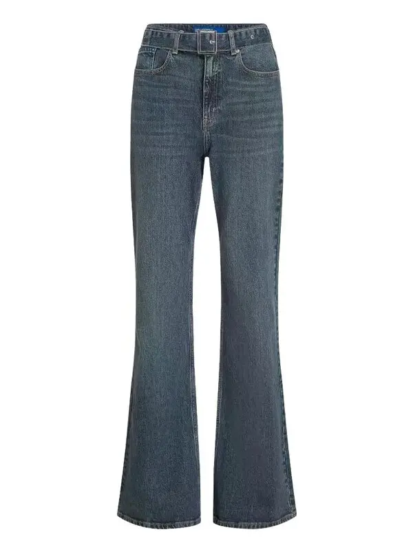 Karl Lagerfeld Belted Flared Jeans - Blue