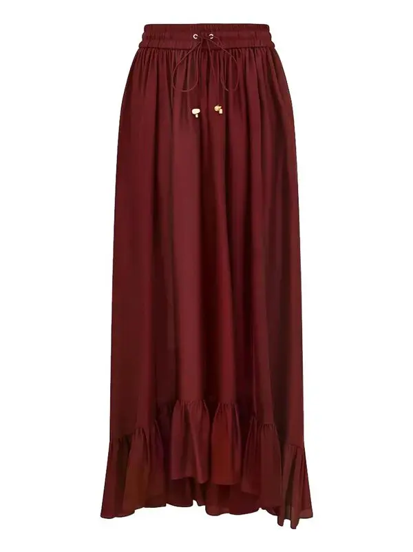 Zimmermann Aster Ruffled Maxi Skirt - Red