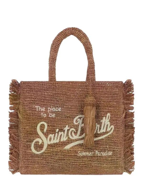 MC2 SAINT BARTH Colette Fringed Raffia Tote Bag - Brown