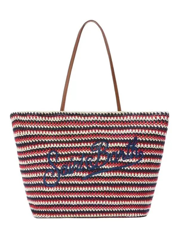 MC2 SAINT BARTH Striped Crochet Tote Bag - Red