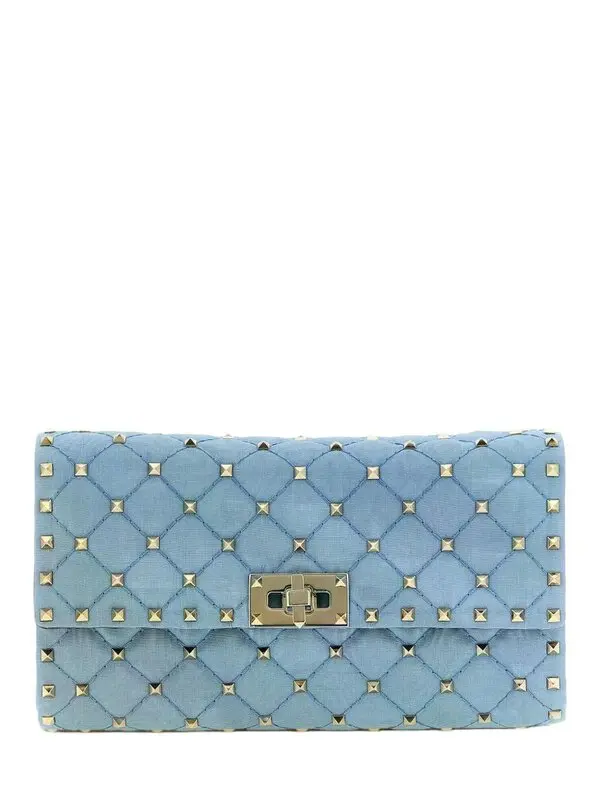 Valentino Garavani Rockstud Spike Moiré Shoulder Bag - Blue