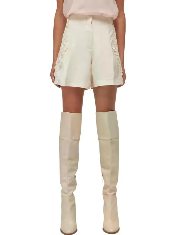 BLUGIRL Floral-embroidered High-waisted Shorts - Neutrals