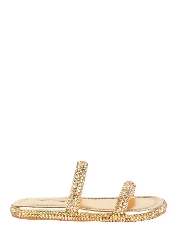 Casadei Crystal-embellished Double-strap Sandals - Gold