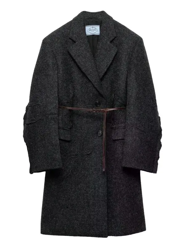 Prada Single-breasted Shetland Wool Coat - Grey