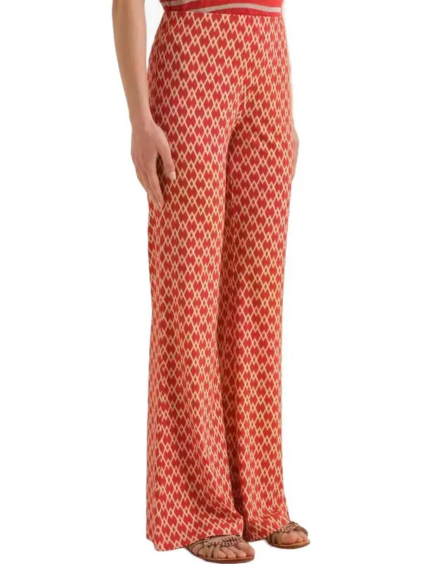 Malìparmi Geometric-pattern Flared Trousers - Red