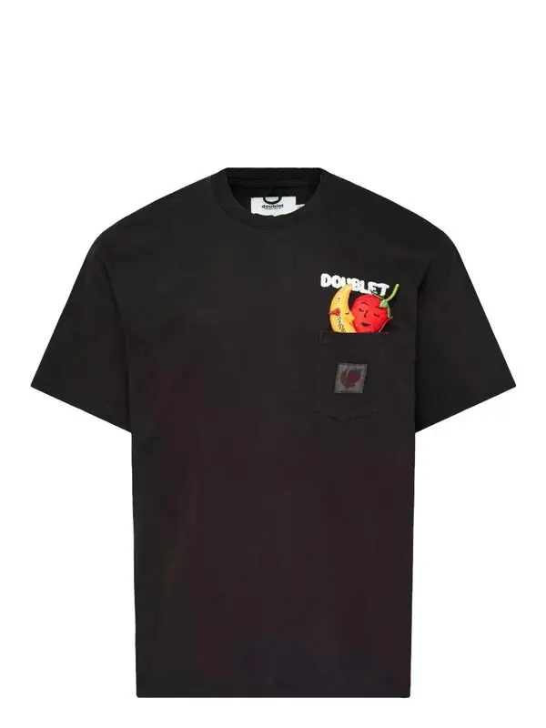 DOUBLET Patch-detail T-shirt - Brown