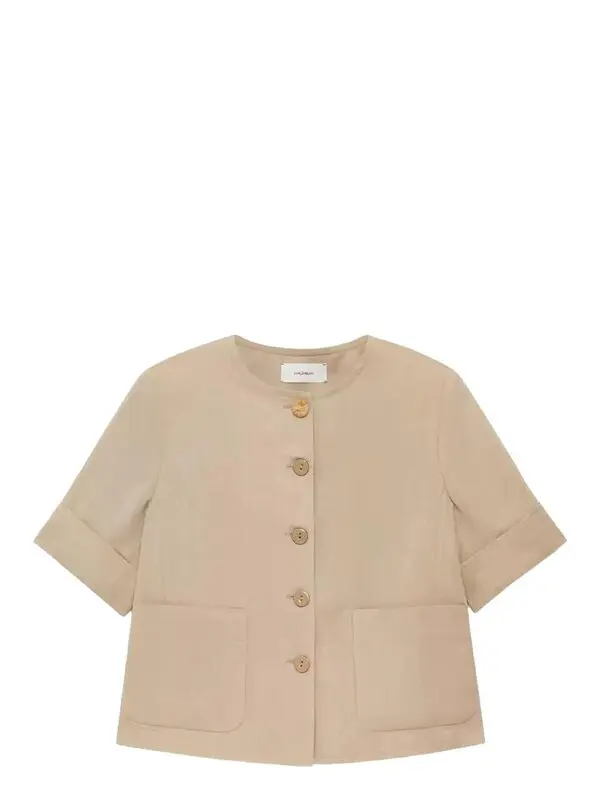Malìparmi Cropped Short-sleeve Jacket - Neutrals