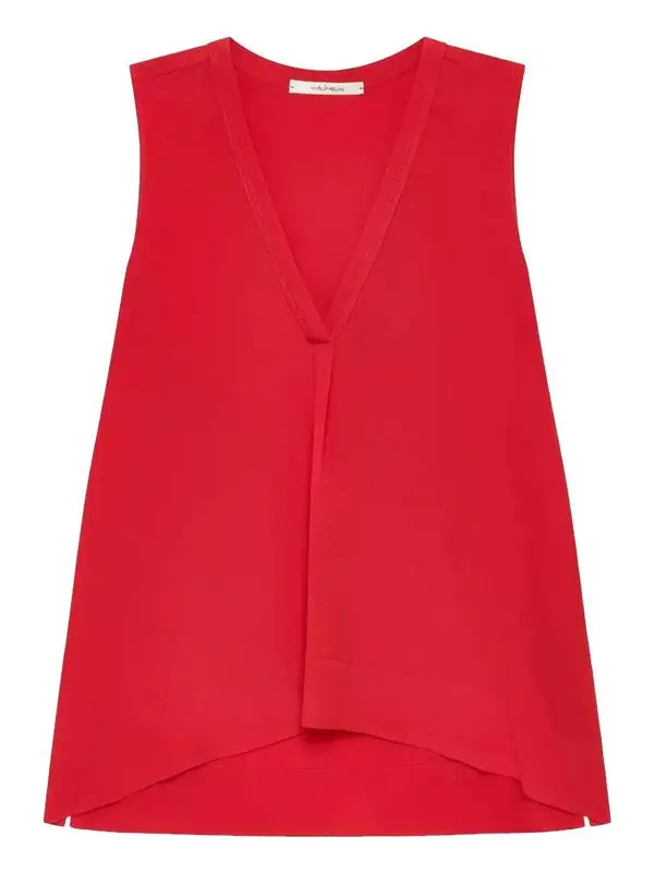 Malìparmi Pleated V-neck Top - Red
