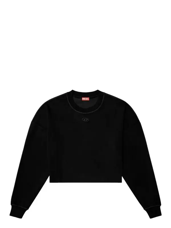 DIESEL® Cropped Long Sleeve Top With Oval D Logo - Black