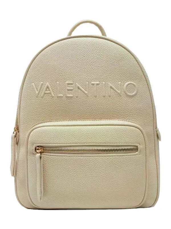 MARIO VALENTINO Embossed-logo Pebbled Backpack - Neutrals
