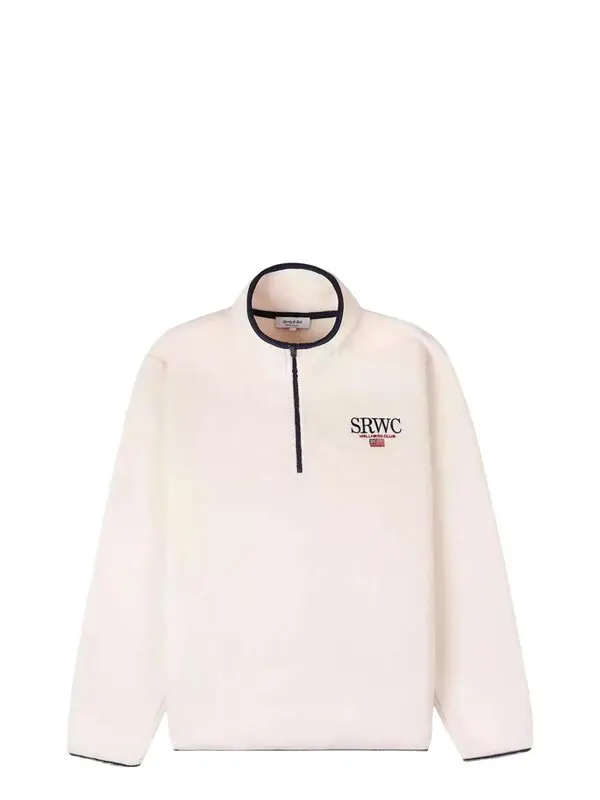 SPORTY & RICH Logo-embroidered Half-zip Sweatshirt - Neutrals