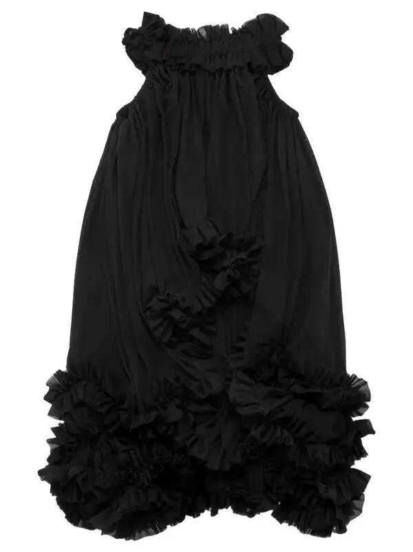 Noir Kei Ninomiya Ruffled-trim Sleeveless Midi Dress - Black