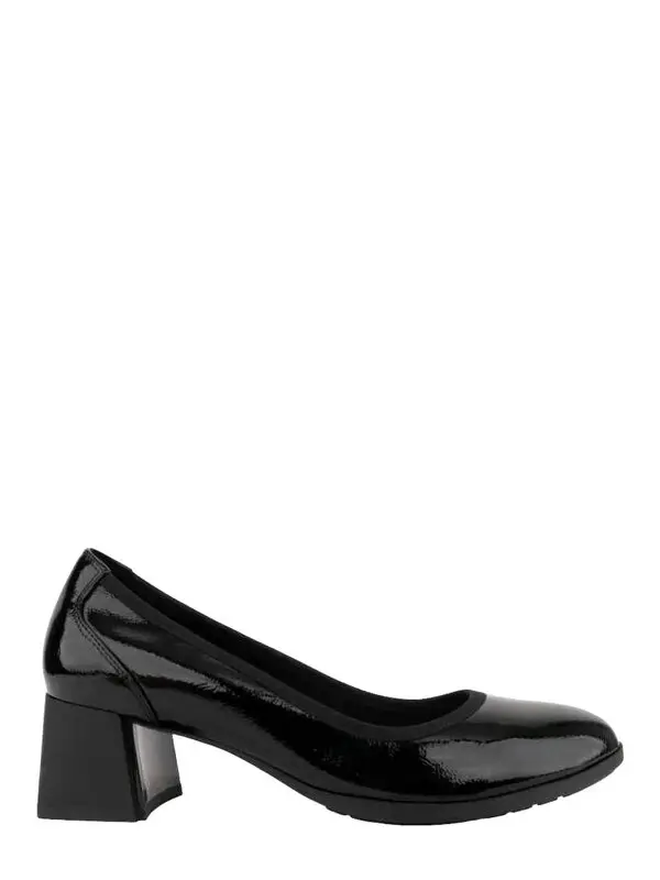 LINDA BAUMANN Patent-finish Block-heel Pumps - Black