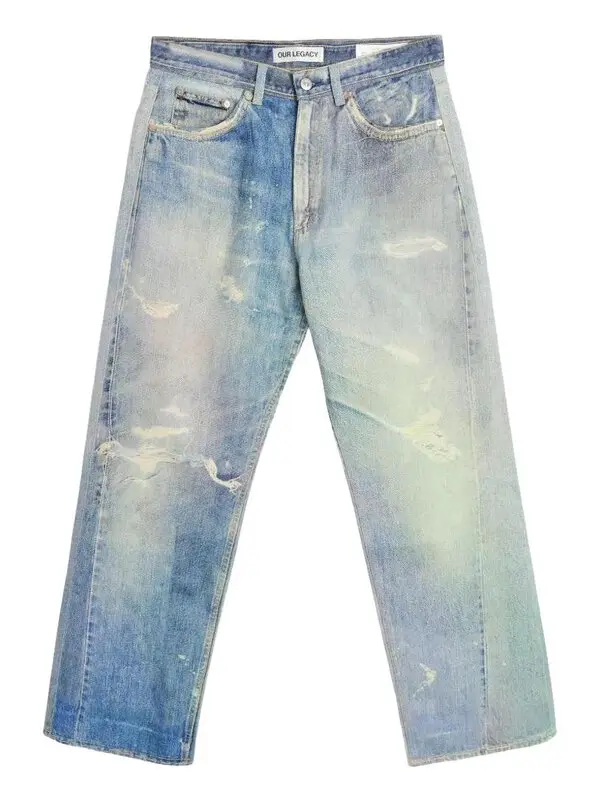 Our Legacy Third Cut Digital-print Straight-leg Jeans - Blue