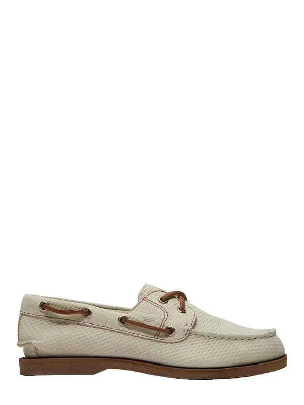Timberland Logo-detail Leather Boat Shoes - Neutrals