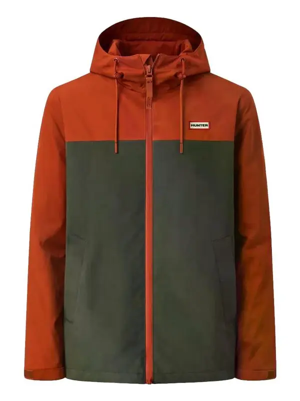 Hunter Originals Colour-block Zip-up Hooded Jacket - Orange
