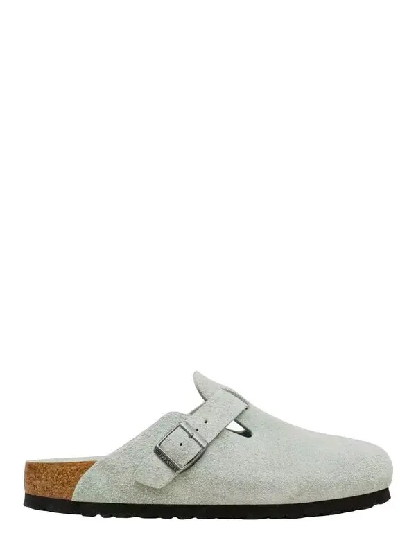 BIRKENSTOCK Boston Buckle-fastening Suede Mules - Grey