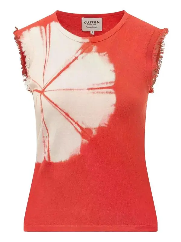 KUJTEN Lallu Circle Tie-dye Frayed Tank Top - Red