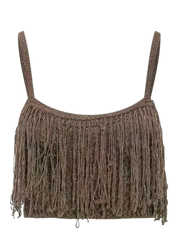 Pinko Paeonia Fringe-trimmed Top - Brown