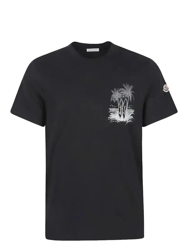 Moncler Graphic-print Logo-patch T-shirt - Black