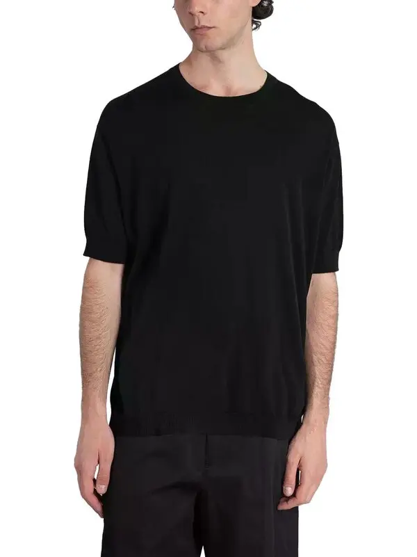 GREYED Ribbed-trim Short-sleeve T-shirt - Black