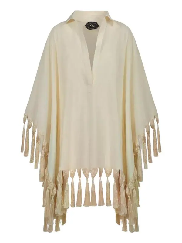 TALLER MARMO Aguas Blancas Tassel-trimmed Kaftan - Neutrals