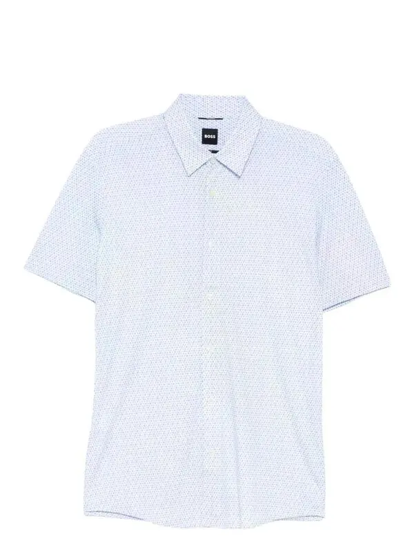 BOSS Geometric-print Short-sleeve Shirt - Blue